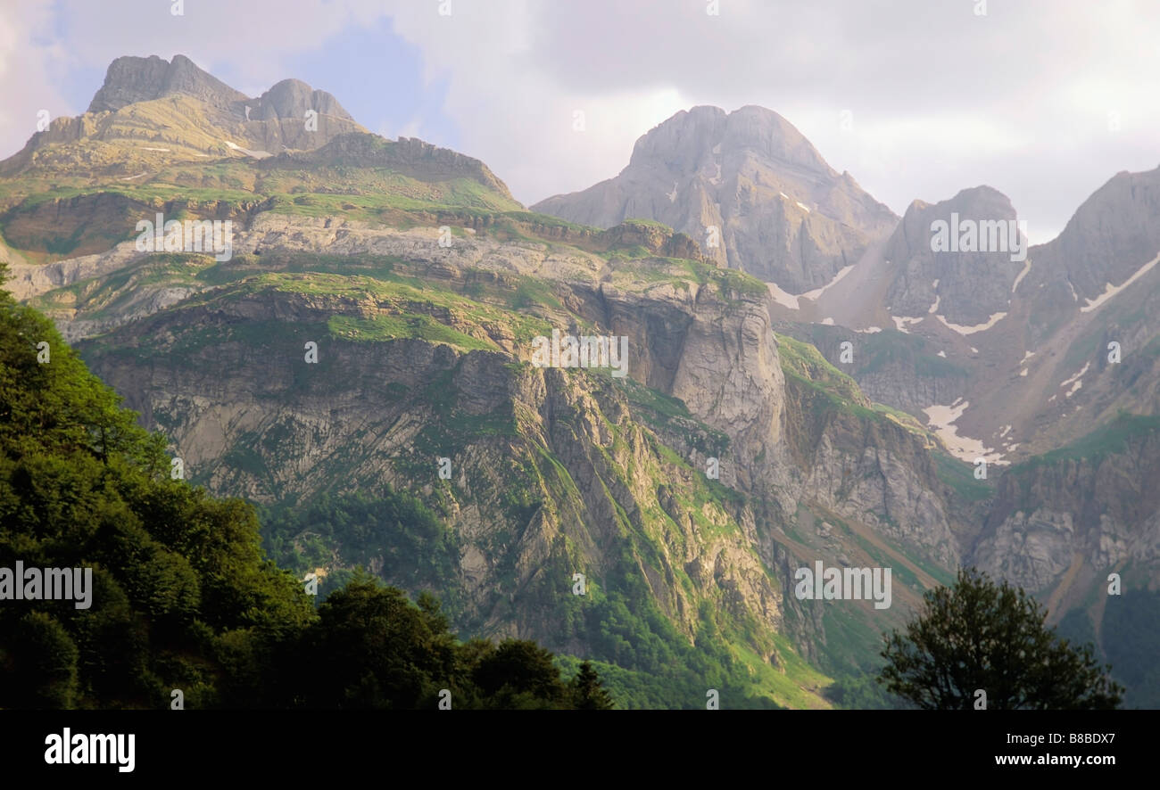 pyrenees border view from col de somport pass between spain and france ...