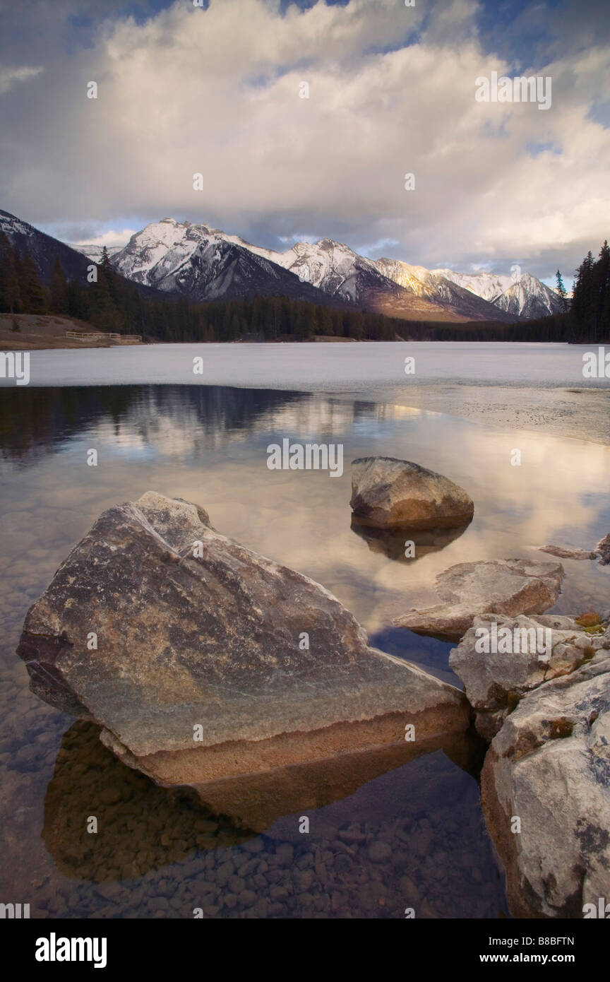 Johnson Lake Fairholme Range, Banff National Park, Alberta Canada Stock ...