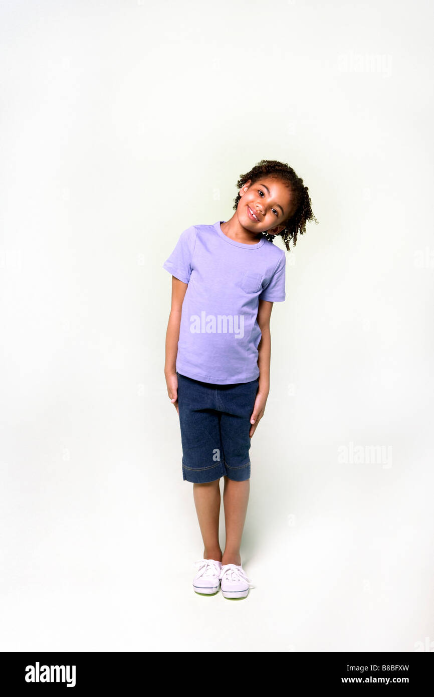Portrait Girl Tilting her Head Stock Photo - Alamy