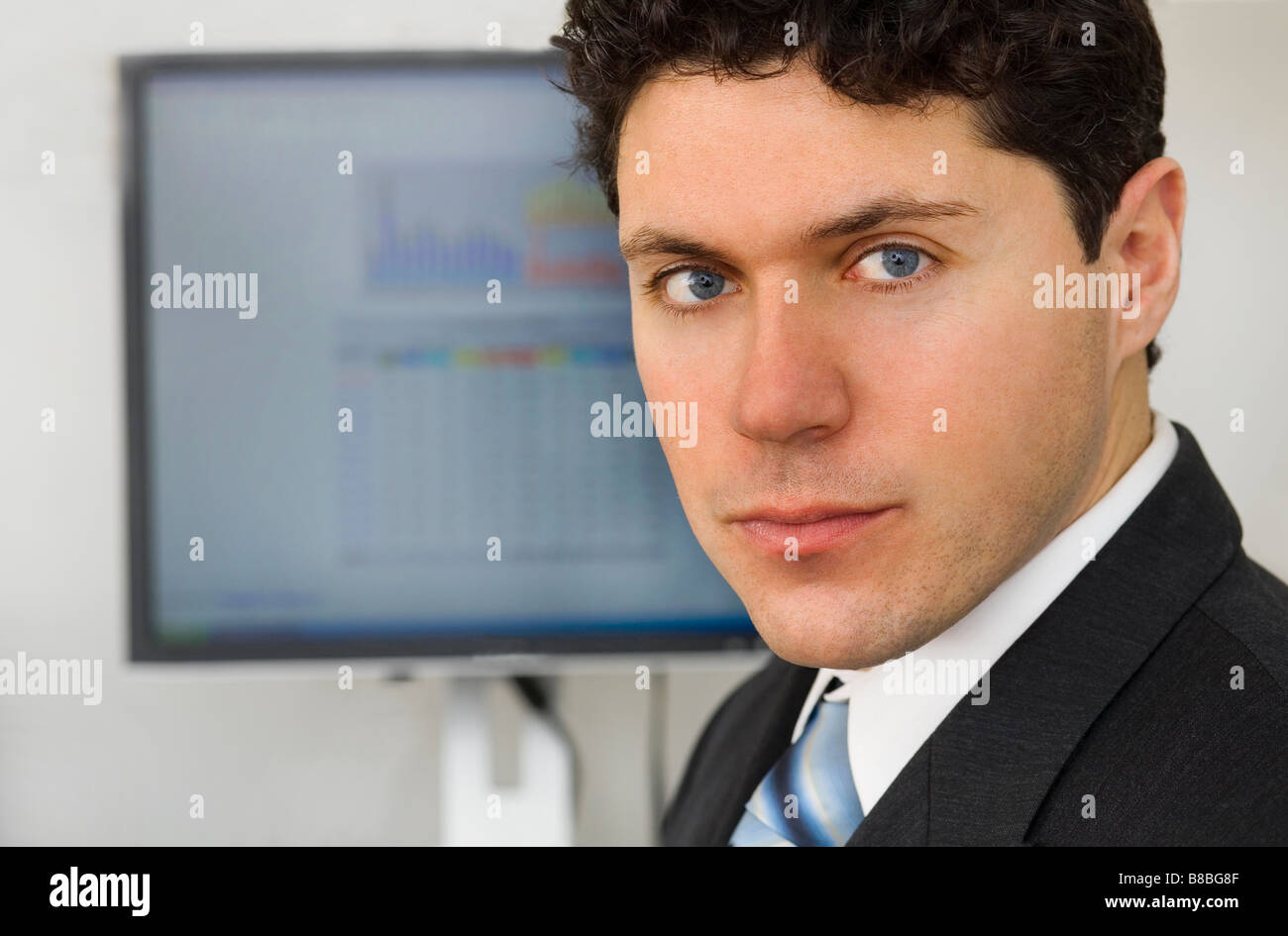 Businessman Computer Monitor background Stock Photo - Alamy