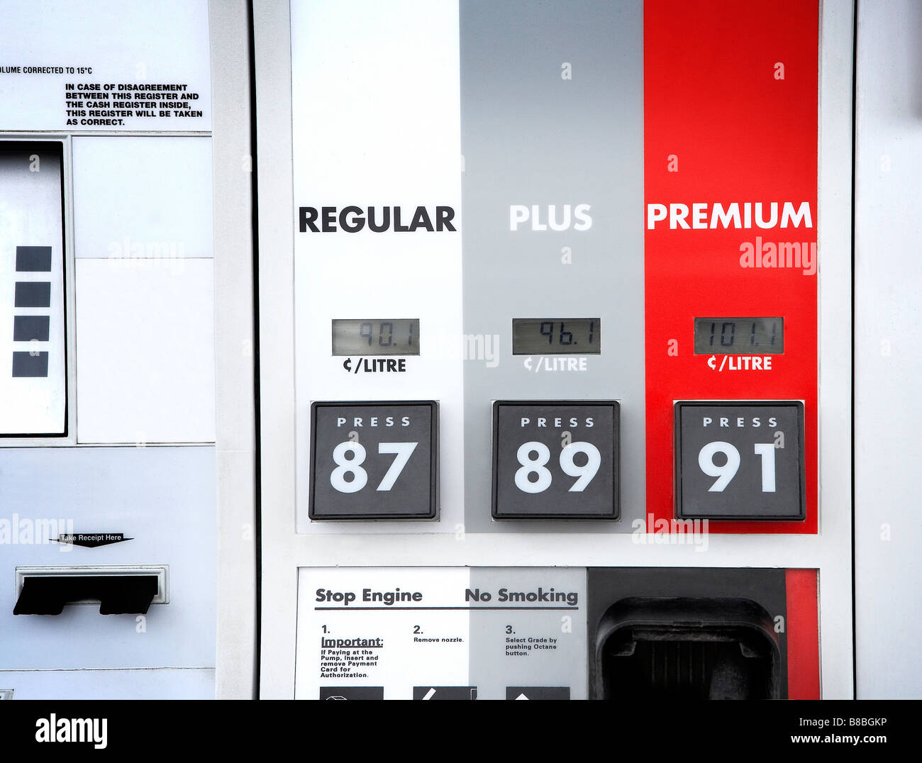Gas Pump Showing Prices Stock Photo - Alamy