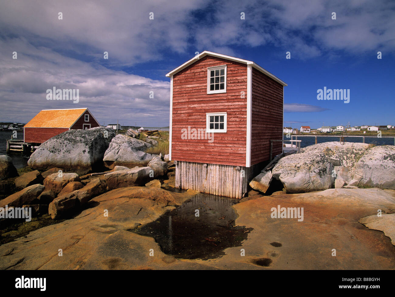 Fishing stage, Fogo Island, Tilting, Newfoundland Labrador Stock Photo ...