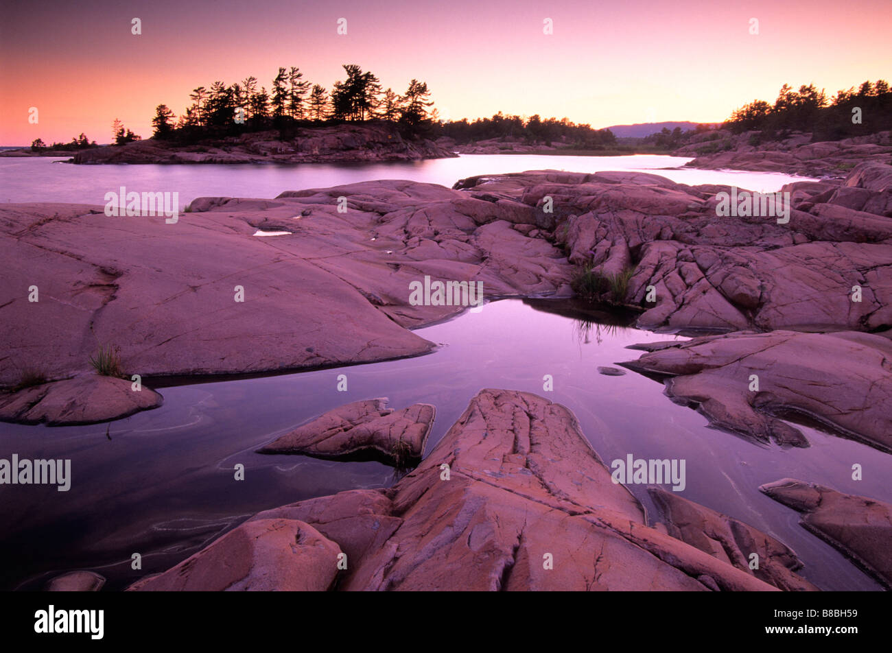 Sunset, Killarney Provincial Park Chikanishing creek, Georgian Bay ...