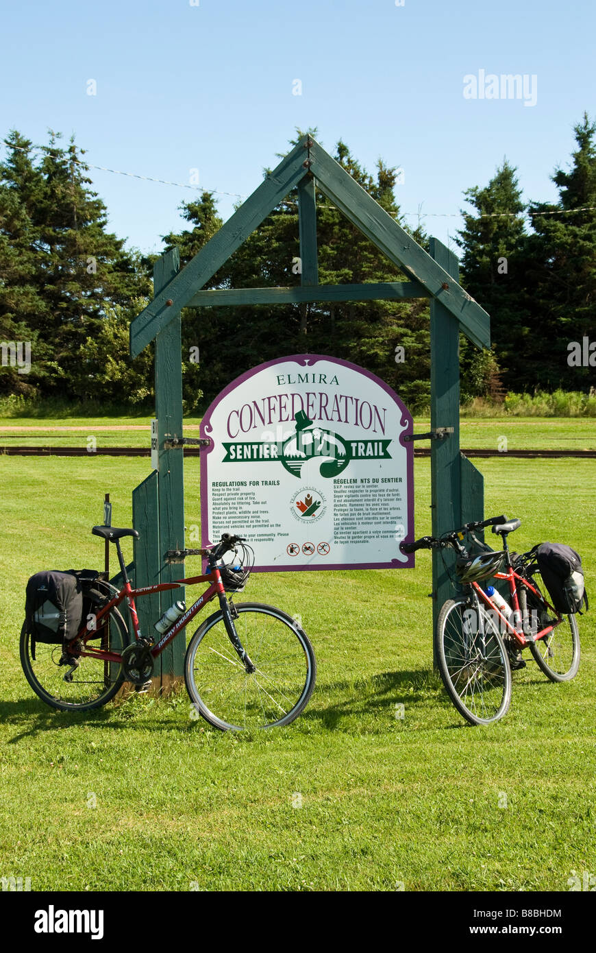 Bikes at the end of the trail in Elmira, Confederation Trail, Prince ...