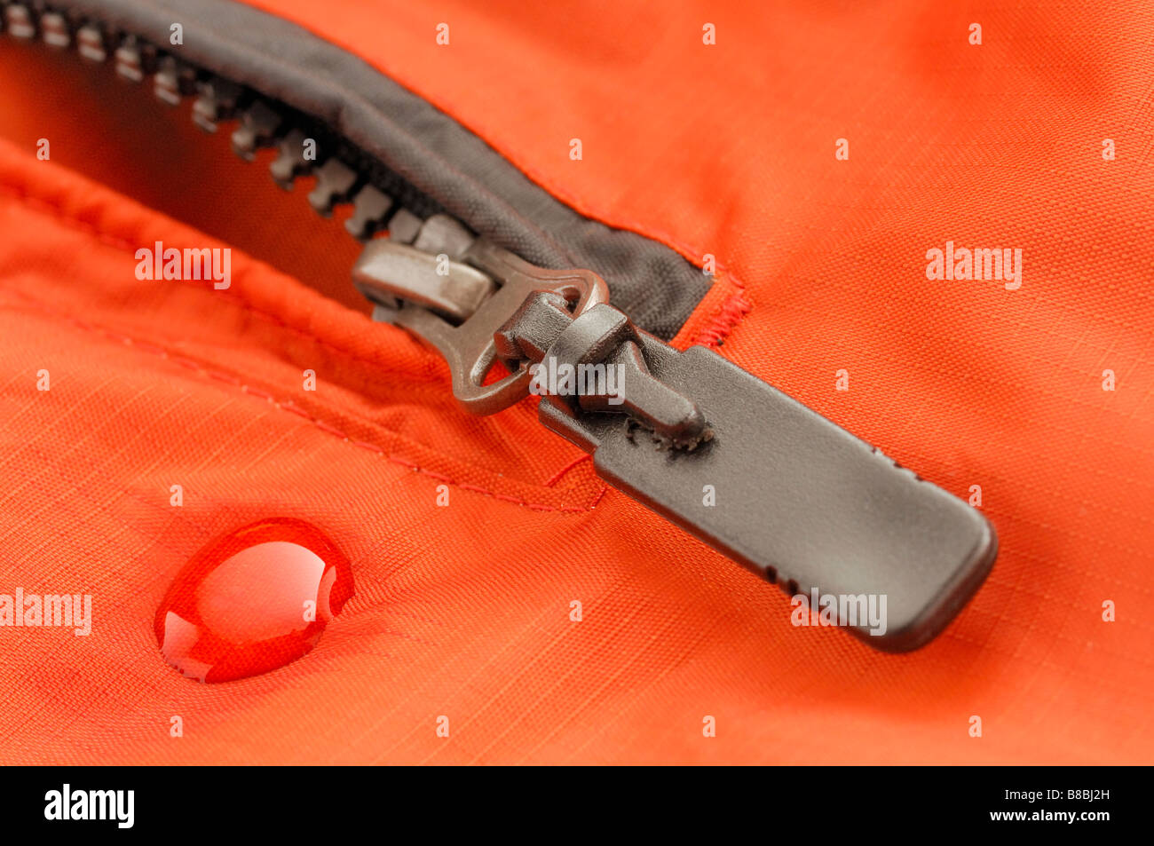 Close up Zipper Bead Water Nylon Jacket Stock Photo - Alamy