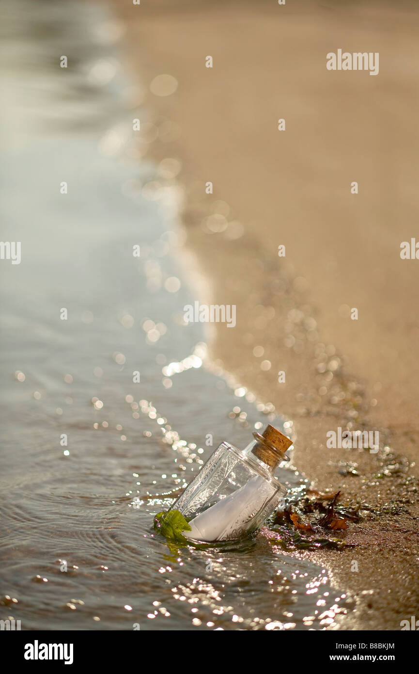 Message Bottle Floating Shore Stock Photo - Alamy