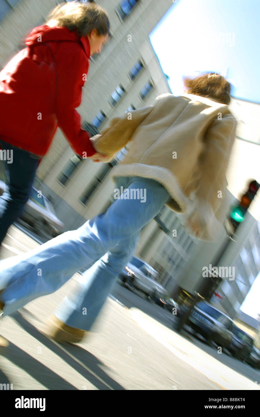 Couple Holding Hands Crossing Road High Resolution Stock Photography ...
