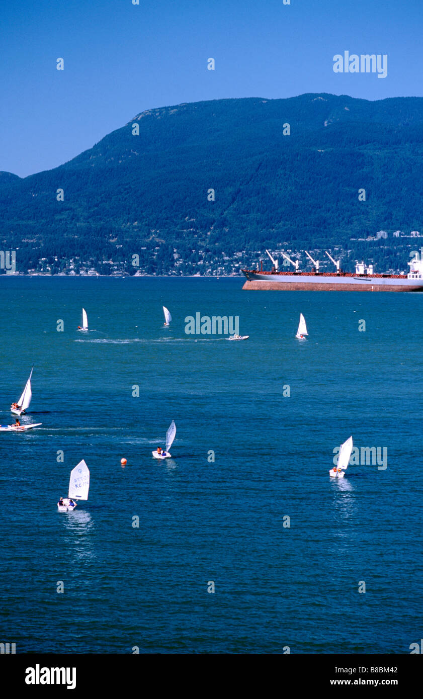 Anchored Freighter Sailboats, English Bay, Vancouver, British Columbia ...
