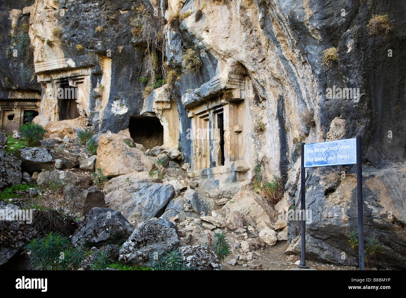 Lycian rock tombs at Pinara in Turkey Stock Photo - Alamy