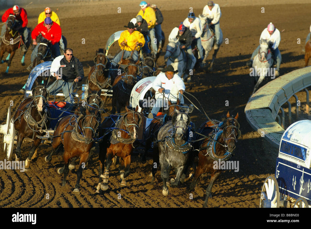 The Chuckwagon races, Calgary Stampede, Calgary, Alberta Stock Photo ...