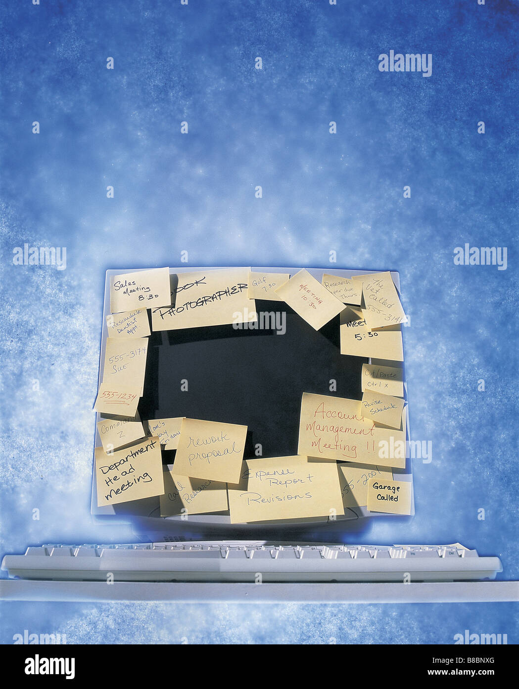 FL4067, Steve Lawrence; Computer Monitor Covered Post-It Notes Stock ...