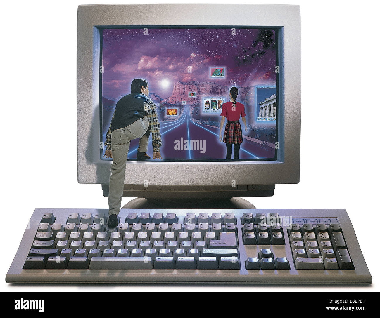 FL4240, Claude Charlebois; Man Climbing into Screen Computer Monitor ...