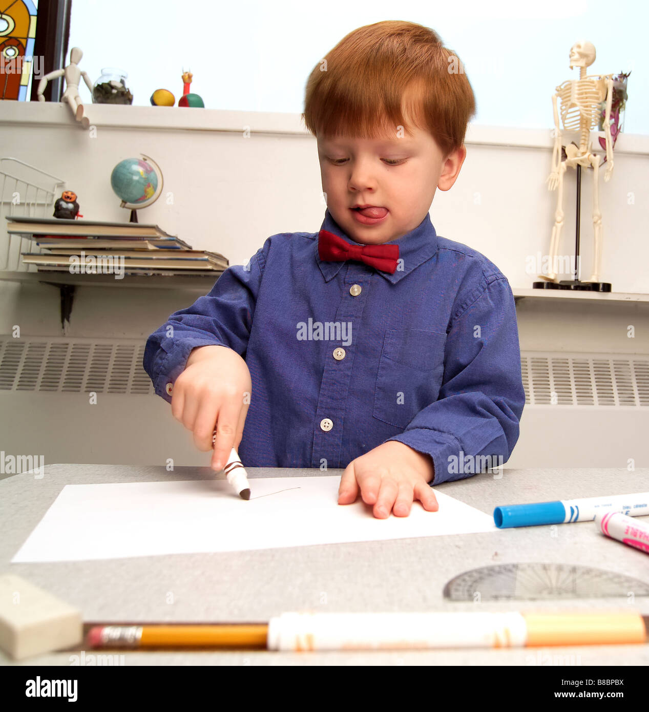 Boy Drawing Markers Stock Photo - Alamy