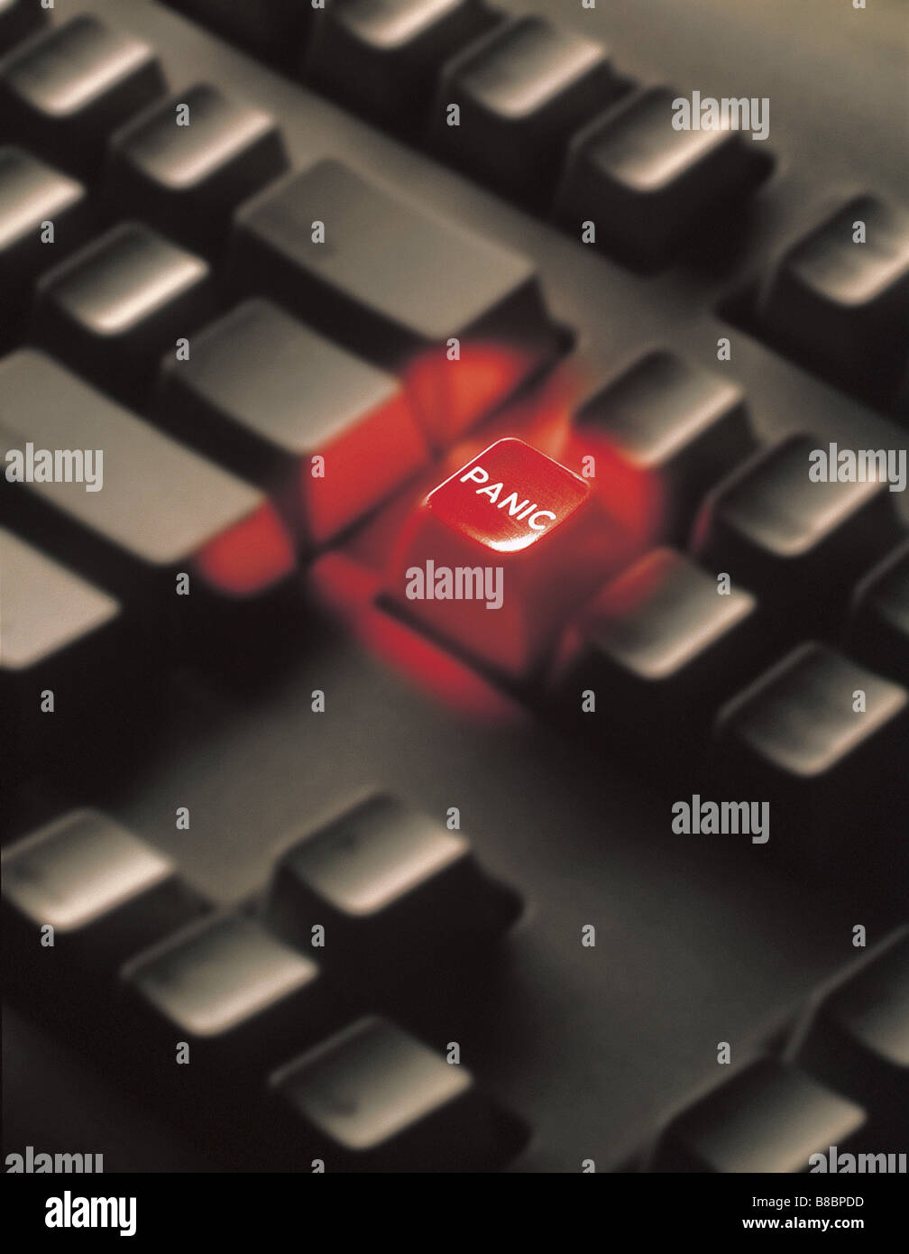 FL4296, Hot Digital Dog; Close-up Keyboard, Red Panic Button Glowing ...