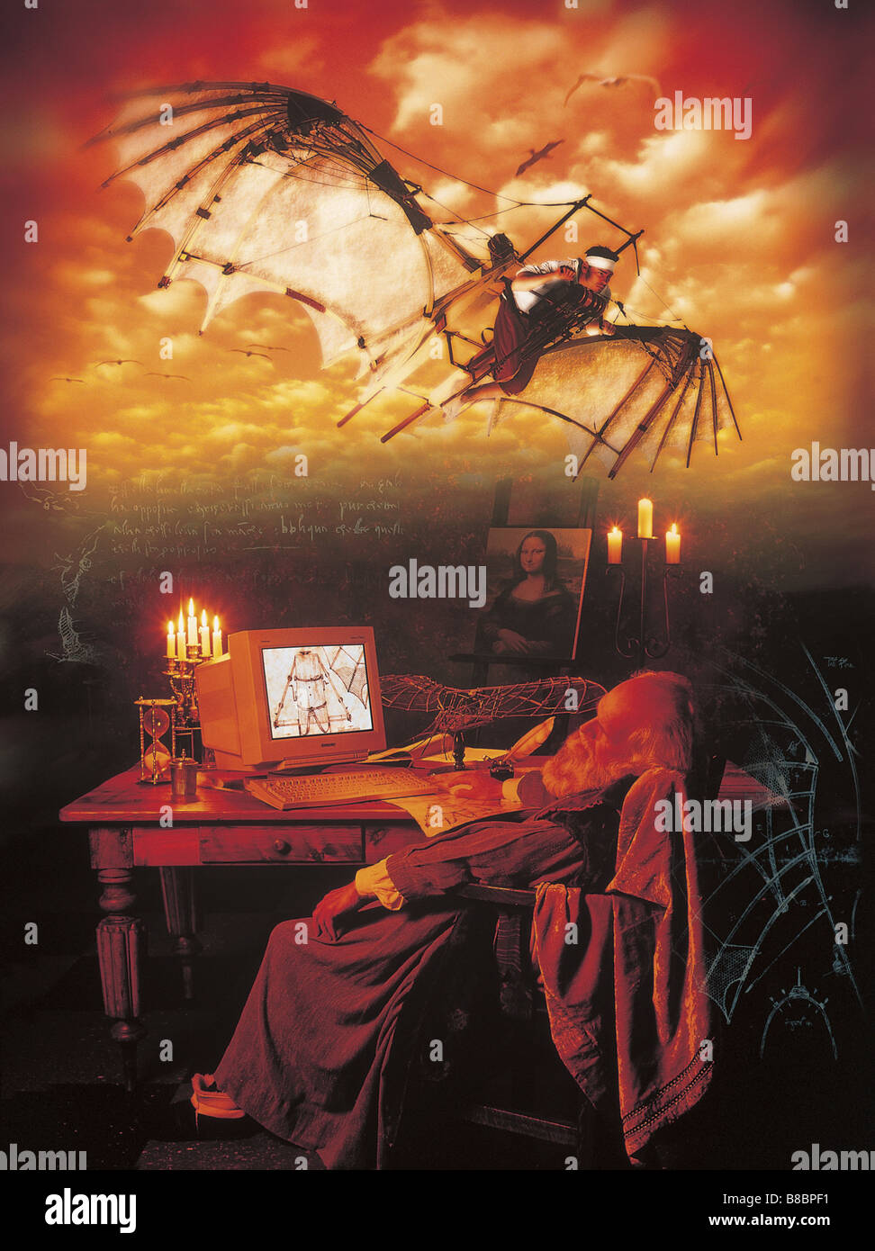 FL4310, Claude Charlebois; Da Vinci Sleeping Computer, Man Wings Sky ...