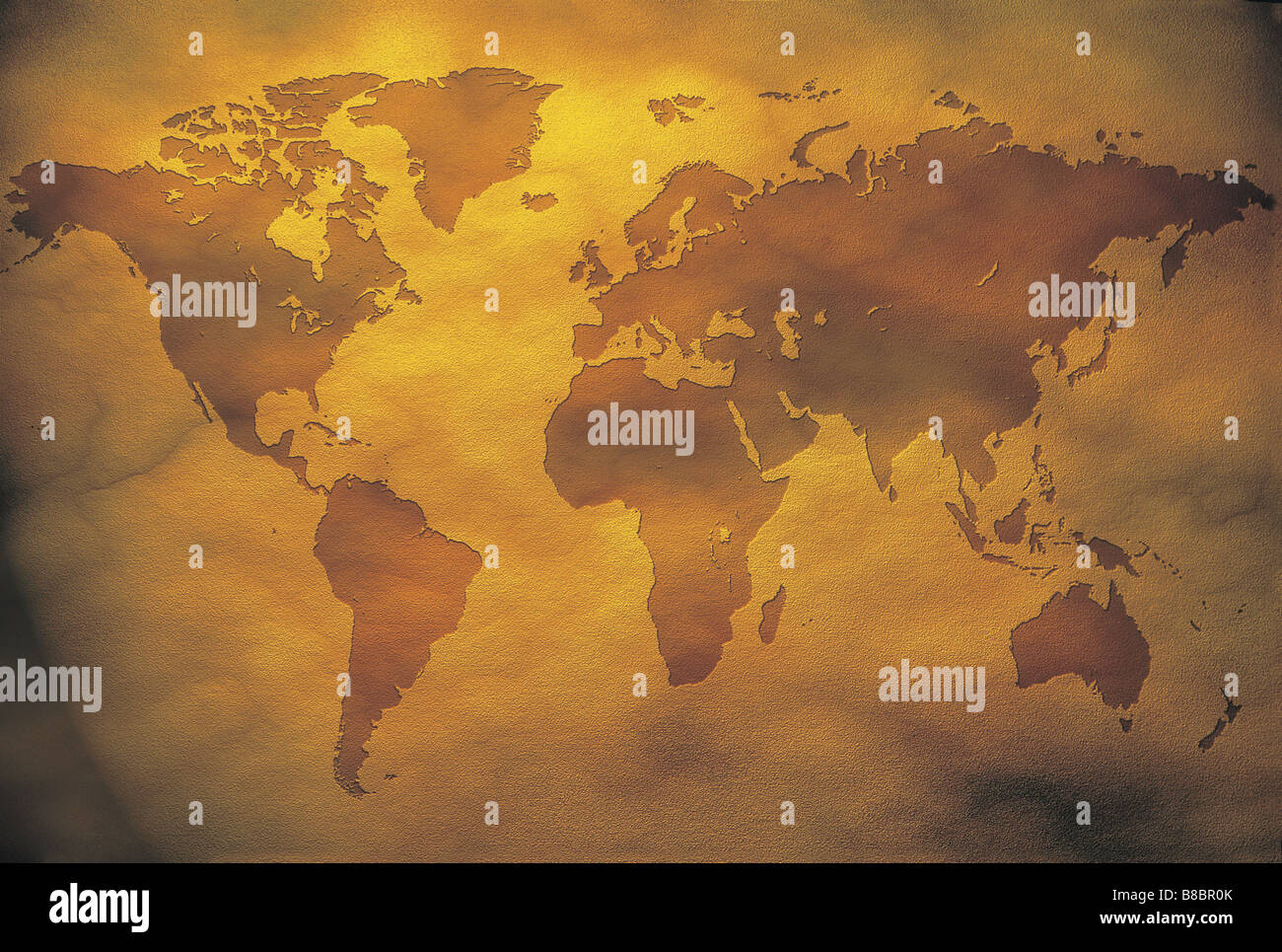 FL4403, XYZ; Gold-toned Map World Stock Photo - Alamy