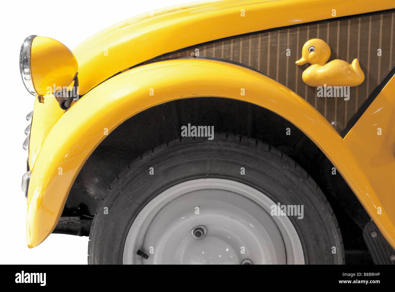 Forward part of small displacement car isolated over white with ...