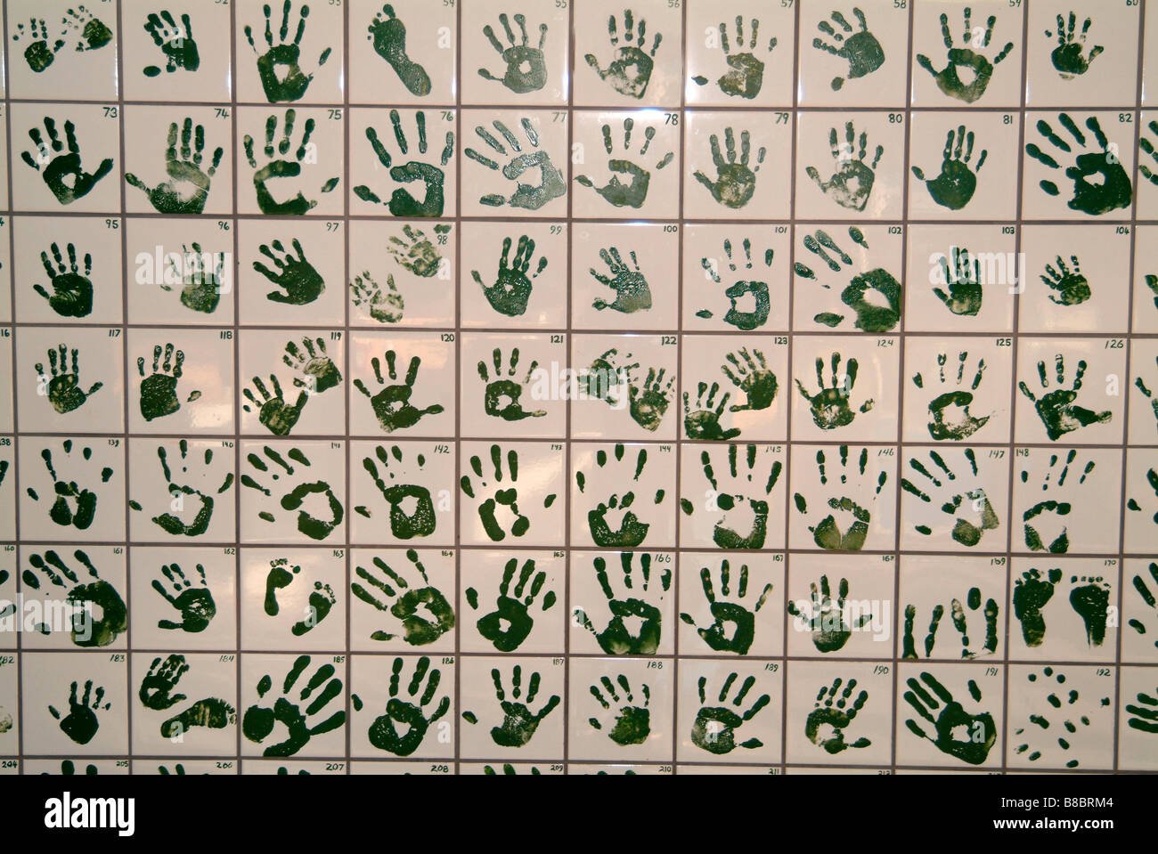 Hand Prints Wall Tiles Stock Photo - Alamy