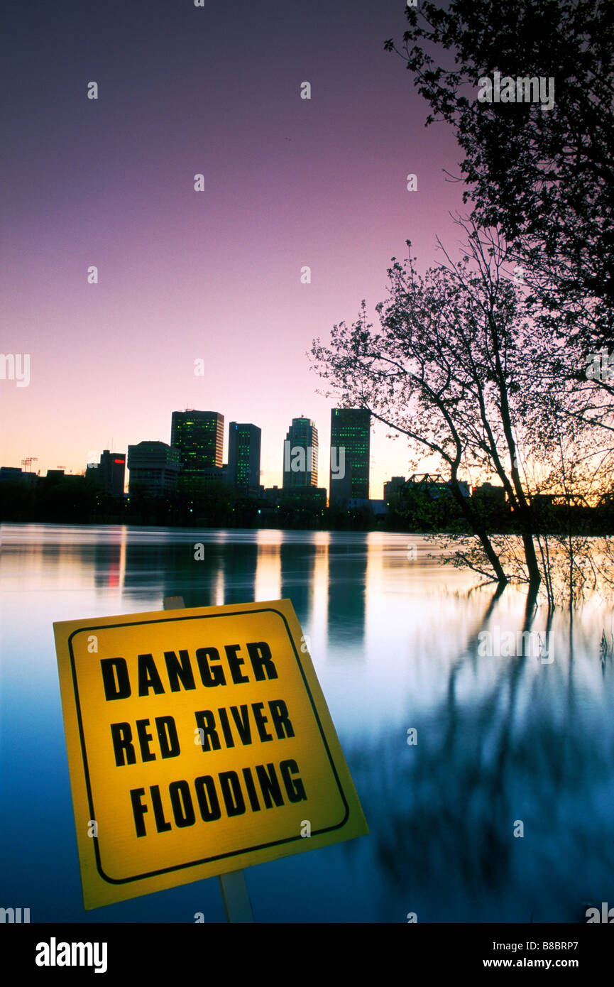 Flooding Sign along Red River, Winnipeg, Manitoba Stock Photo - Alamy