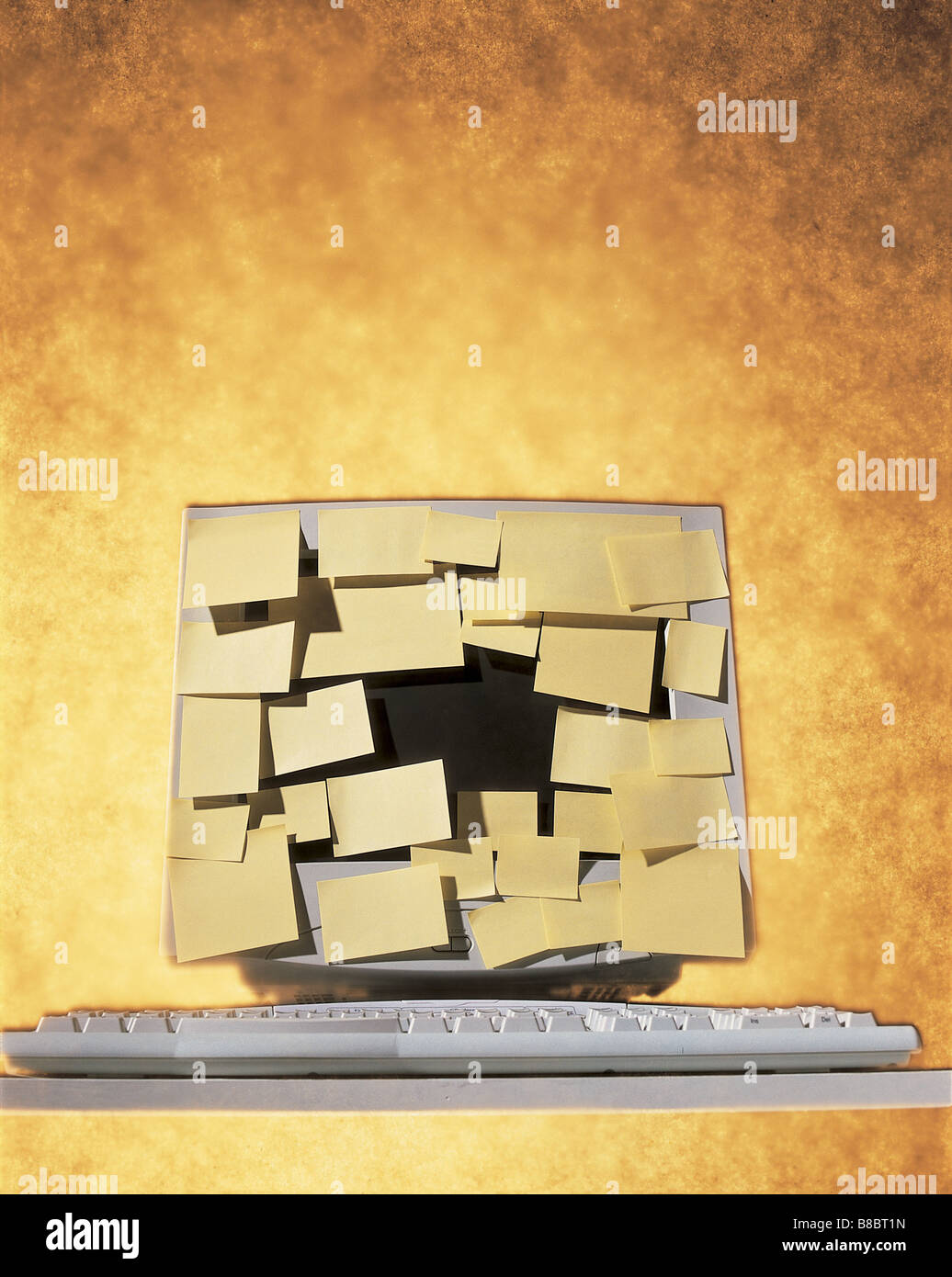 FL4561, Steve Lawrence; Computer Monitor Covered Post-It Notes, Orange ...