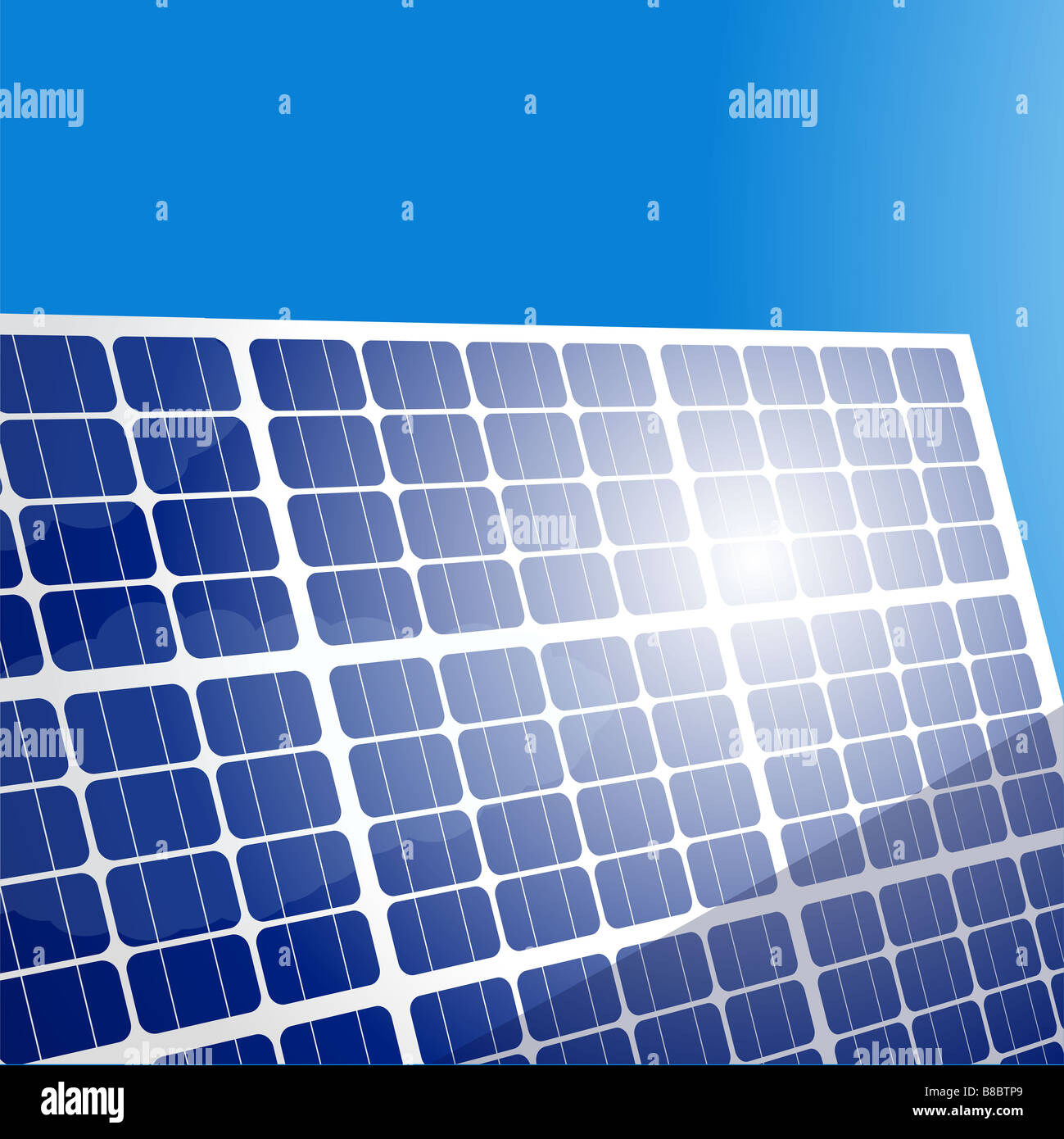 Solar panel reflecting sun and clouds Stock Photo - Alamy