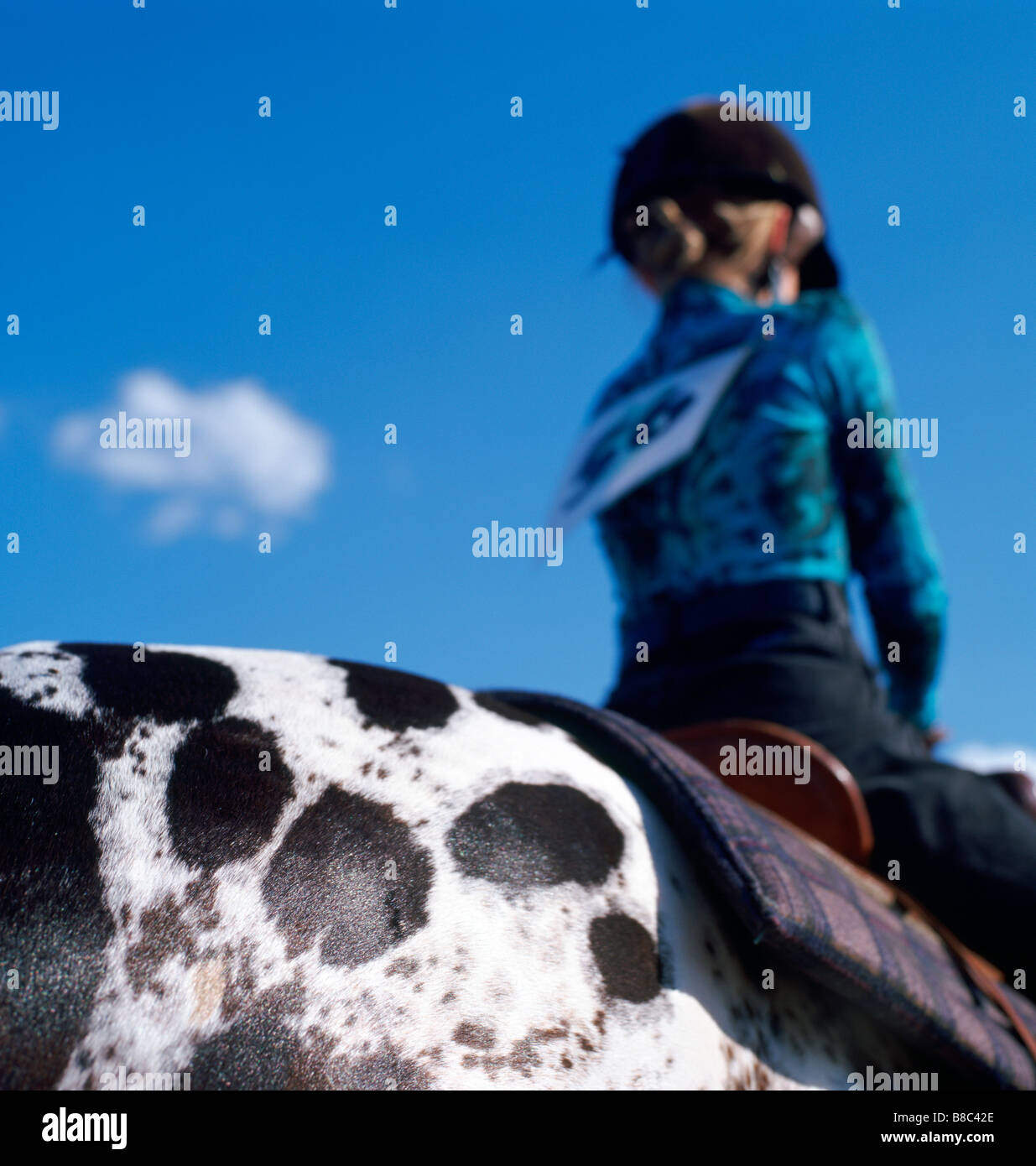 Back Girl Riding Horse Stock Photo - Alamy