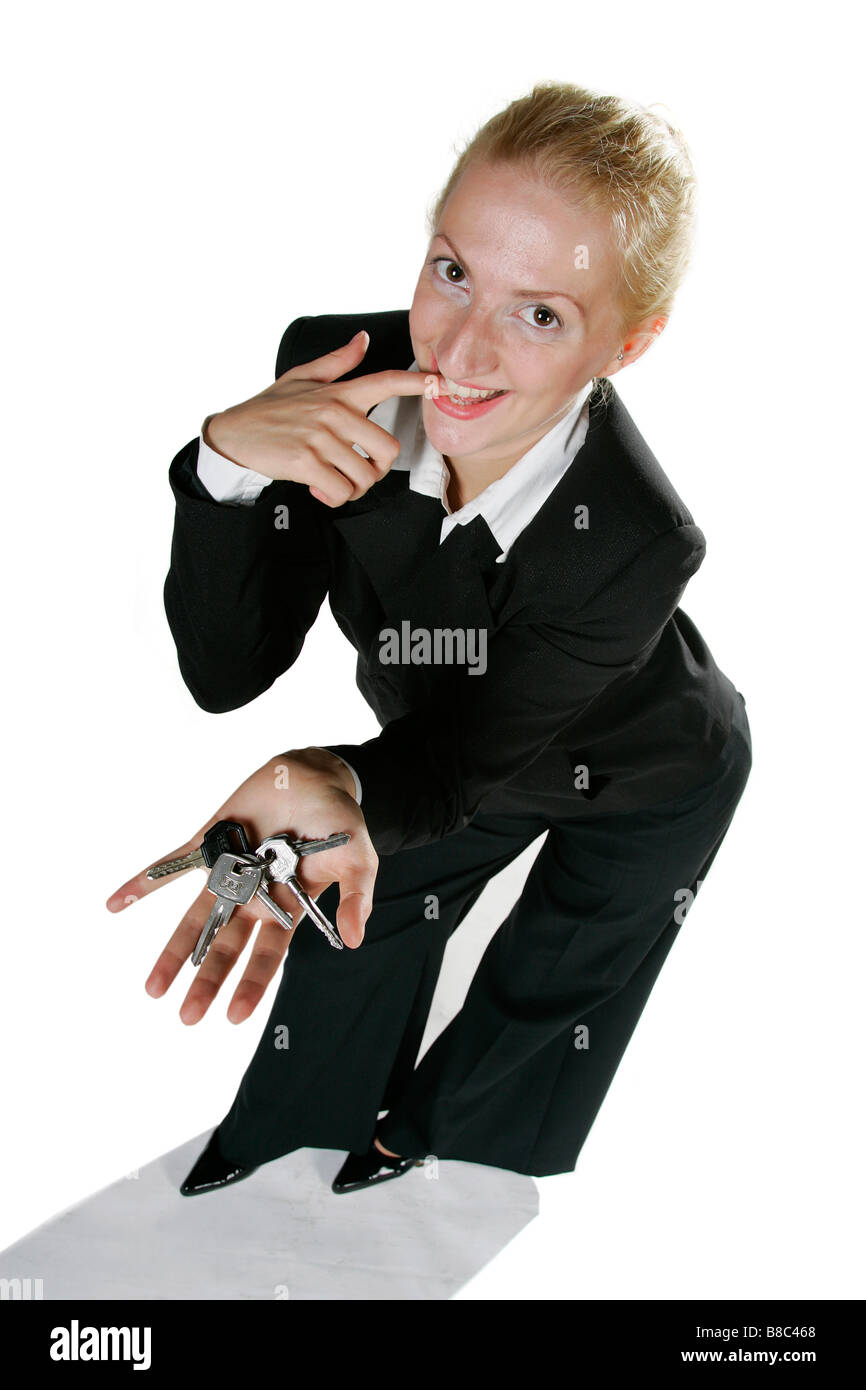 young lady smile showing keys Stock Photo - Alamy