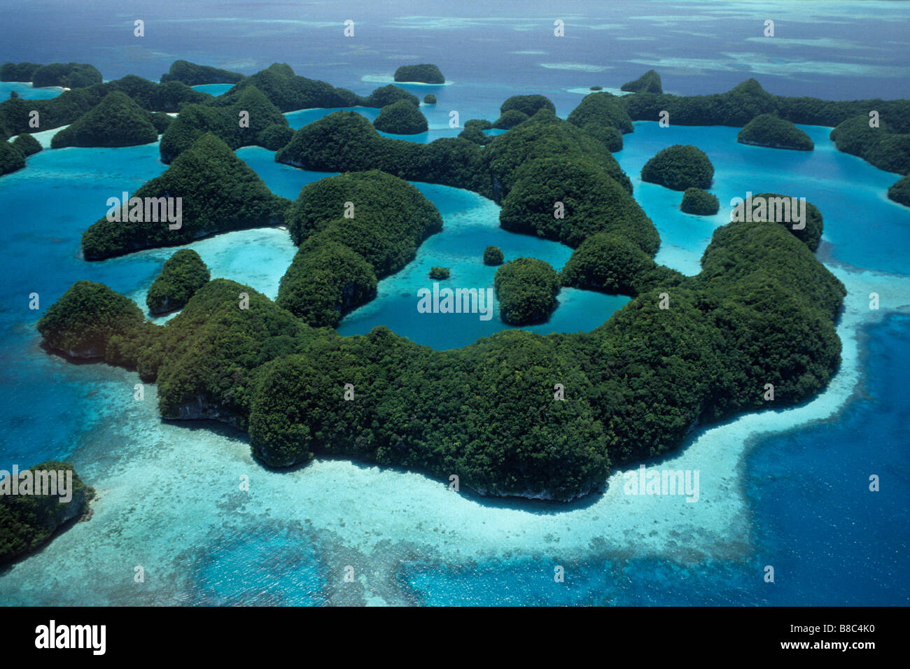 Aerial view of Rock Islands Stock Photo - Alamy