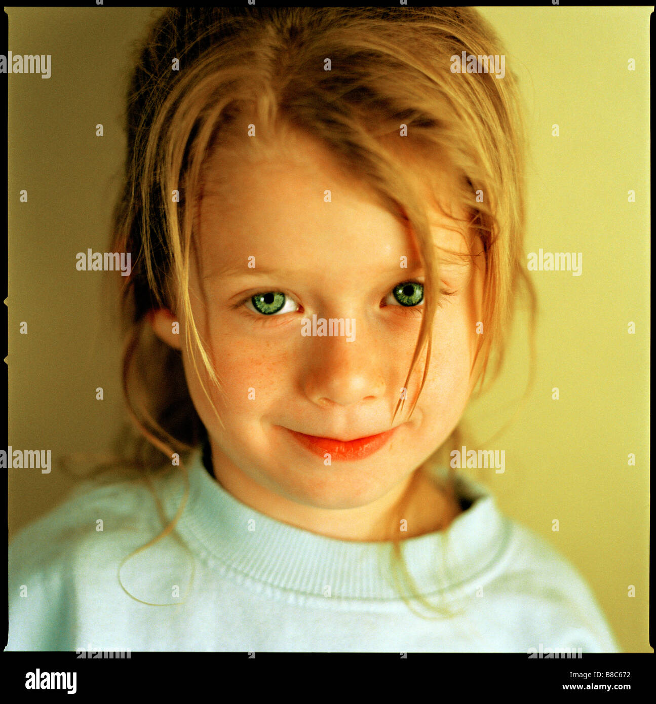 Girl Messy Hair Smile Stock Photo - Alamy