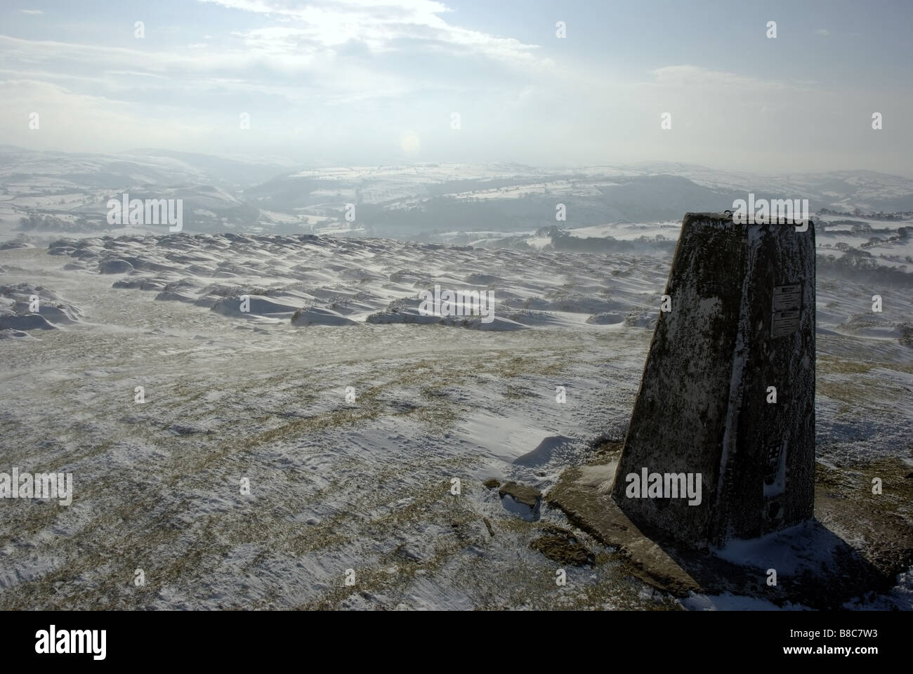 Triangulation pillar Moelfre Isaf North Wales Stock Photo - Alamy