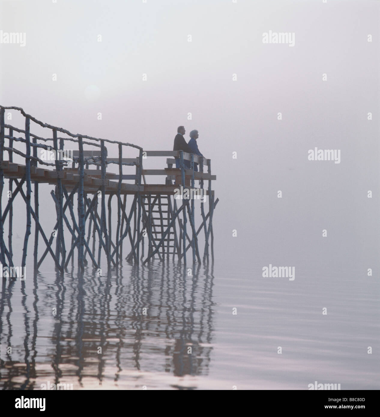 Couple Pier Fog, Lake Winnipeg, Ponemah, Manitoba Stock Photo - Alamy