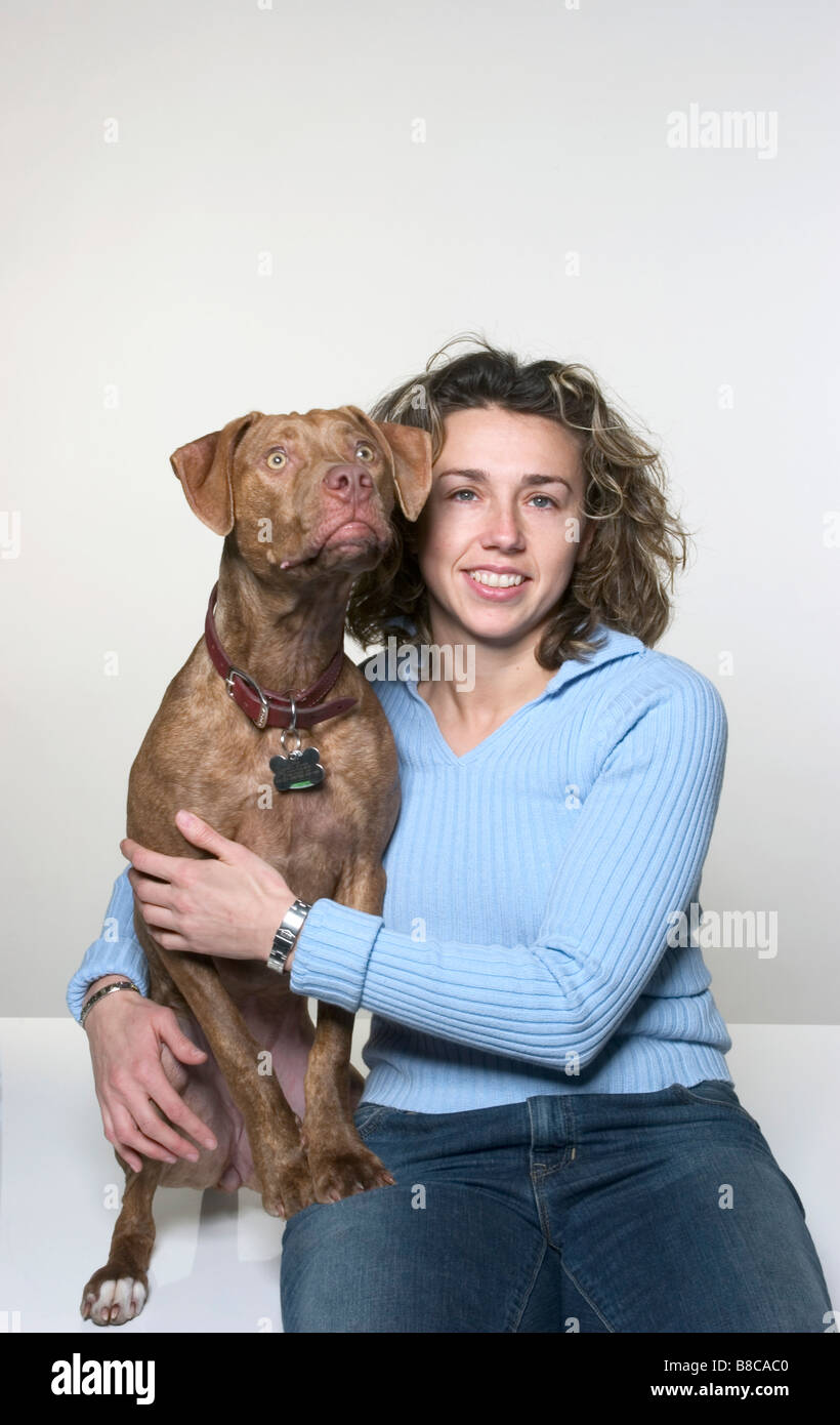 Portrait Pit Bull Terrier Owner Stock Photo - Alamy