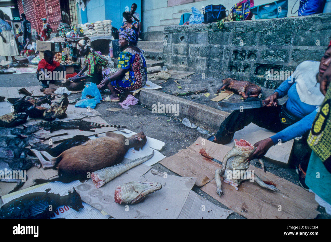 Bush meat street market Stock Photo - Alamy
