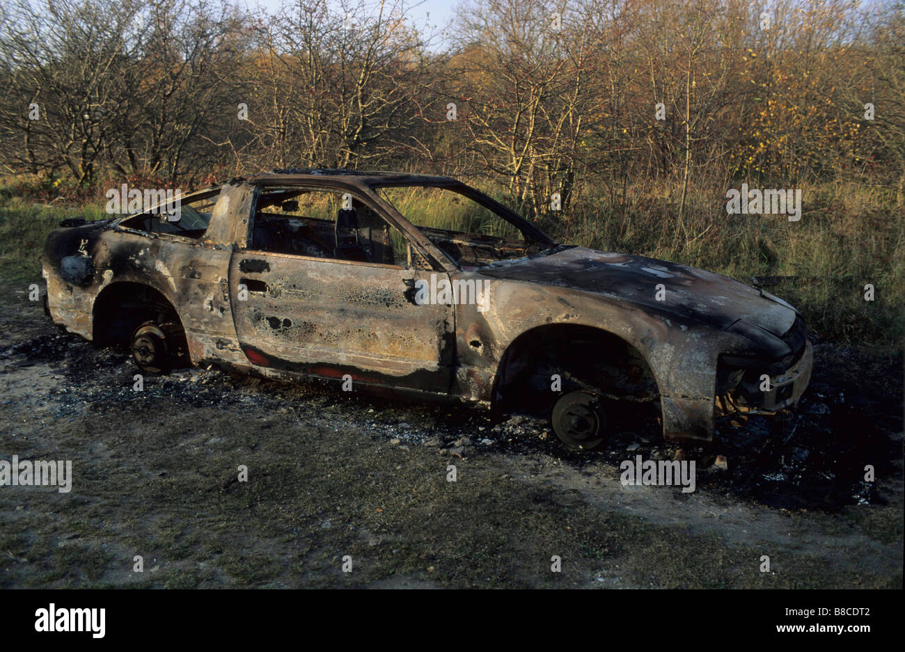 Vandalised burnt out car in hi-res stock photography and images - Alamy