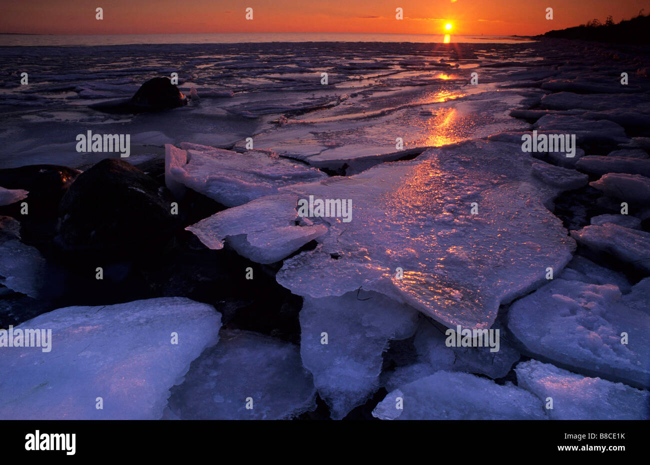 Sunset and Ice Stock Photo - Alamy