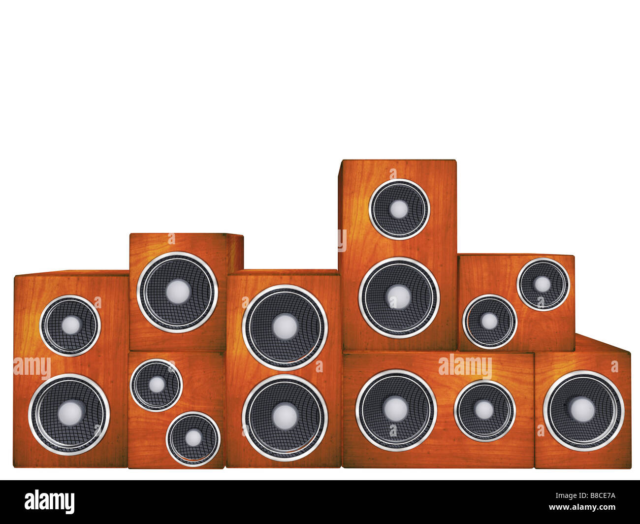 wood speaker A set of a stereo speaker in abstract perspective Stock ...
