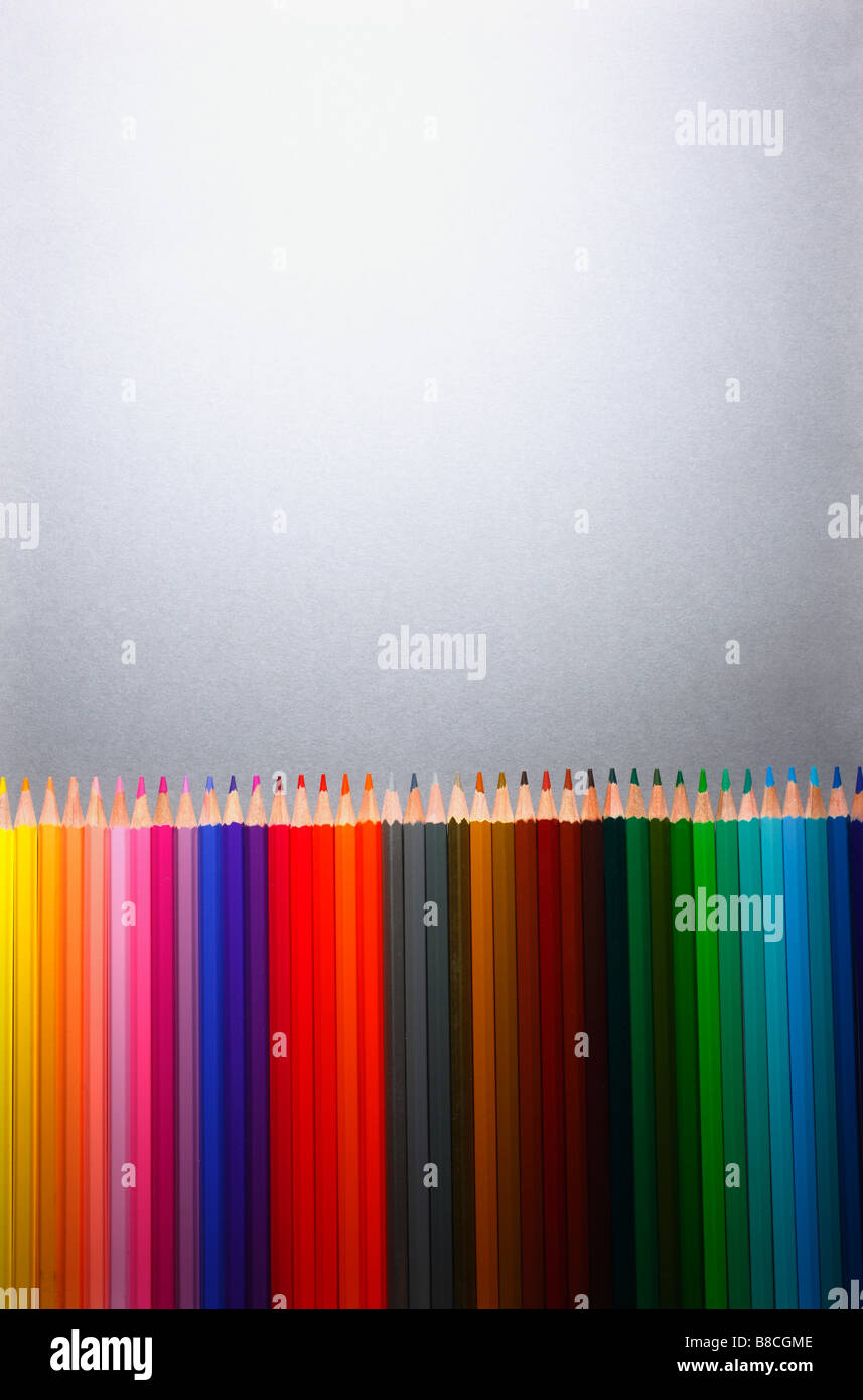 Row of multi colored pencils Stock Photo - Alamy