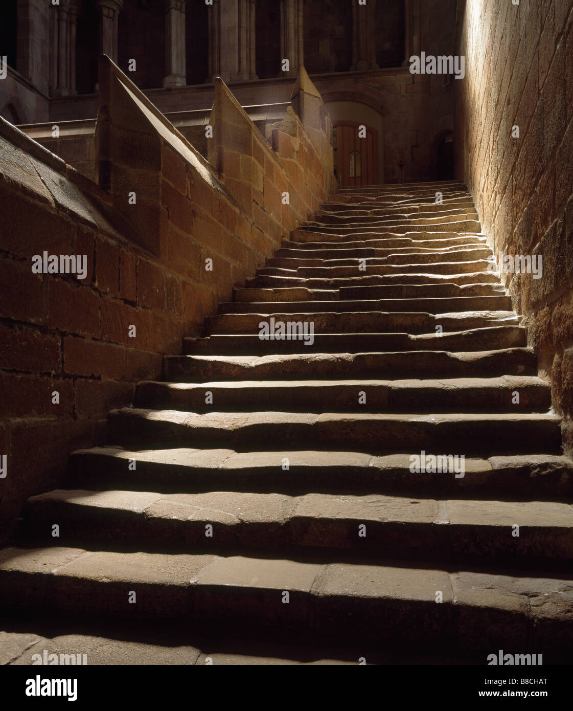Hexham Abbey worn treads on Night Stair Stock Photo - Alamy