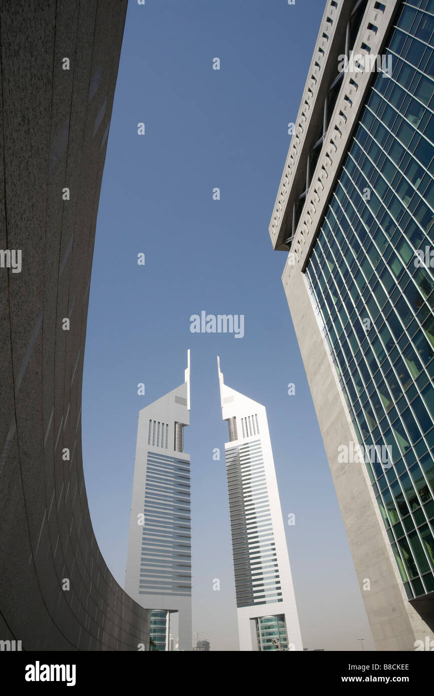 UAE, Dubai, Emirates Towers from the Dubai International Financial ...