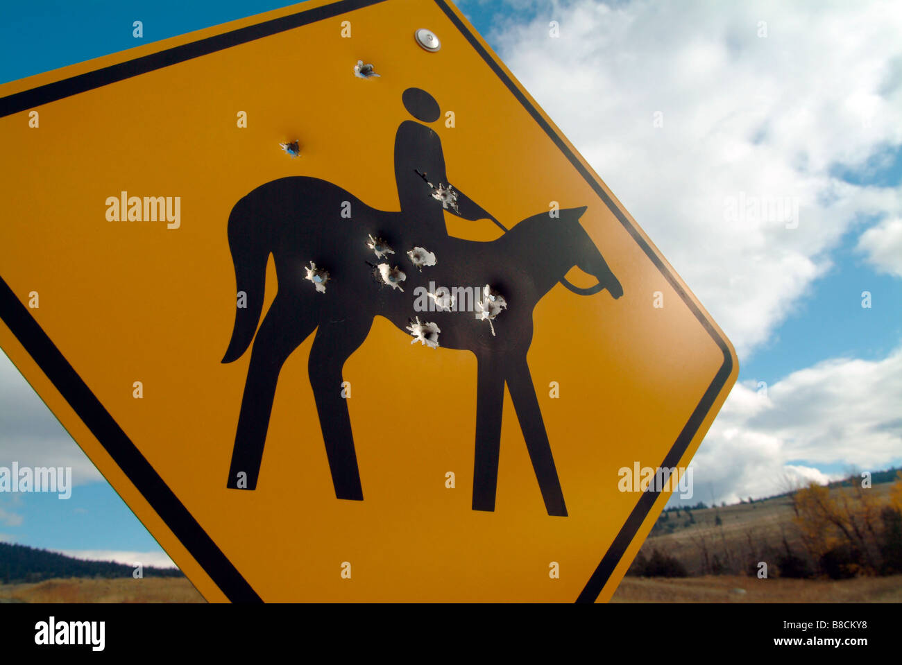 Sign Bullet Holes Stock Photo - Alamy