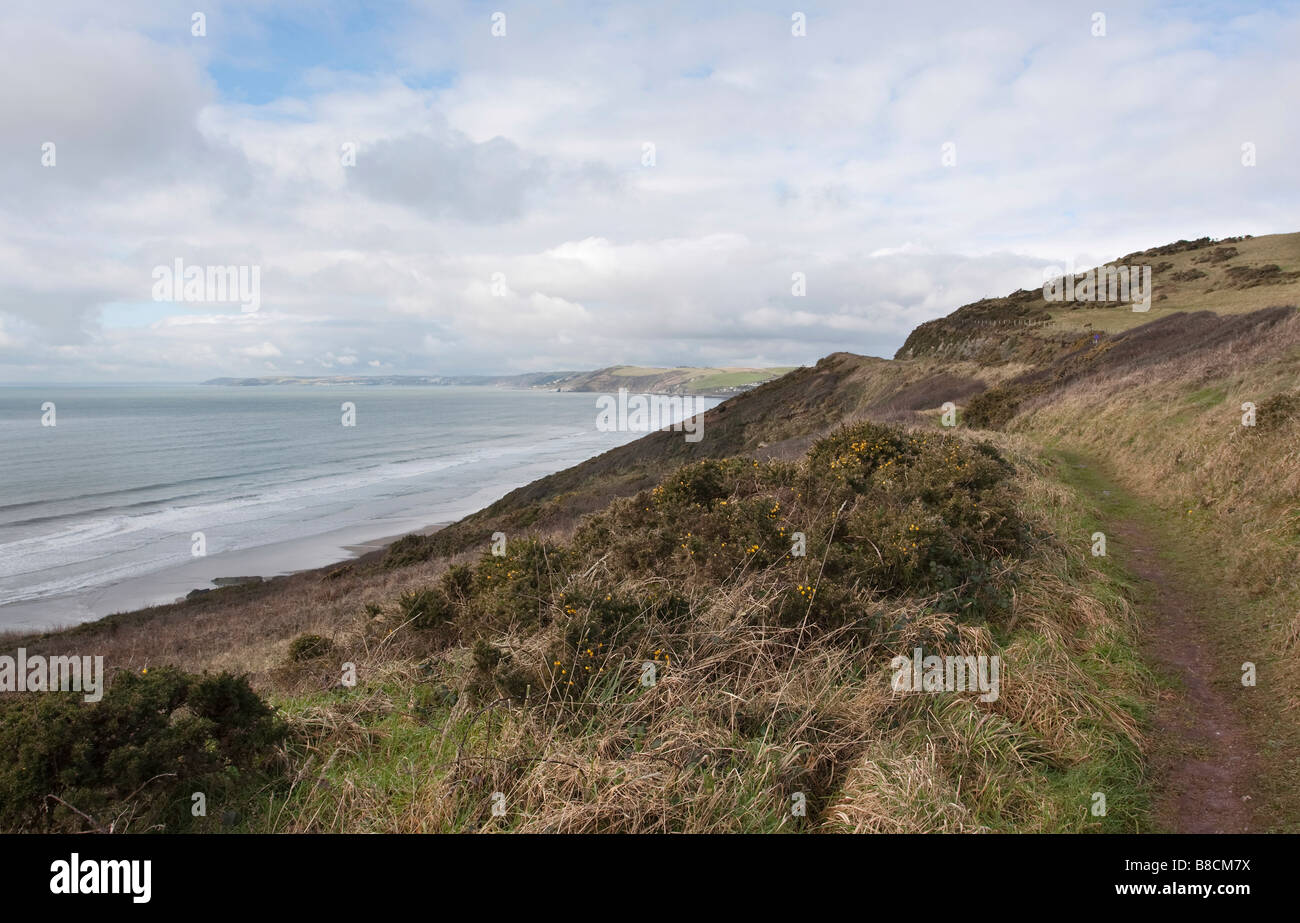 coastal footpath along cliffs in winter sunshine Stock Photo - Alamy