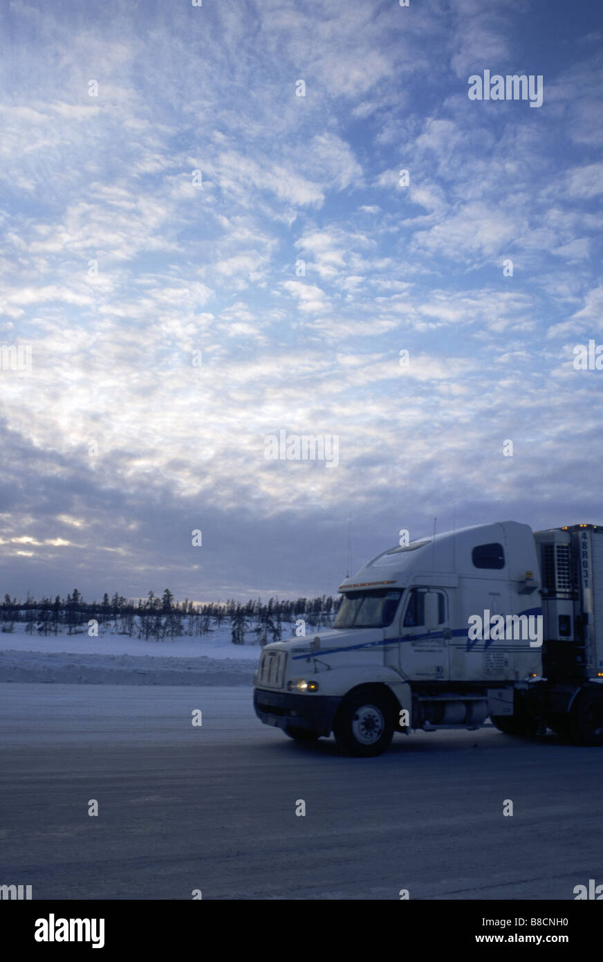 Transport, Arctic Ice Road, Tibbett Lake, North West Territories Stock ...
