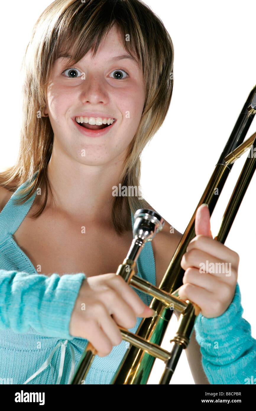 Children playing trombone hi-res stock photography and images - Alamy