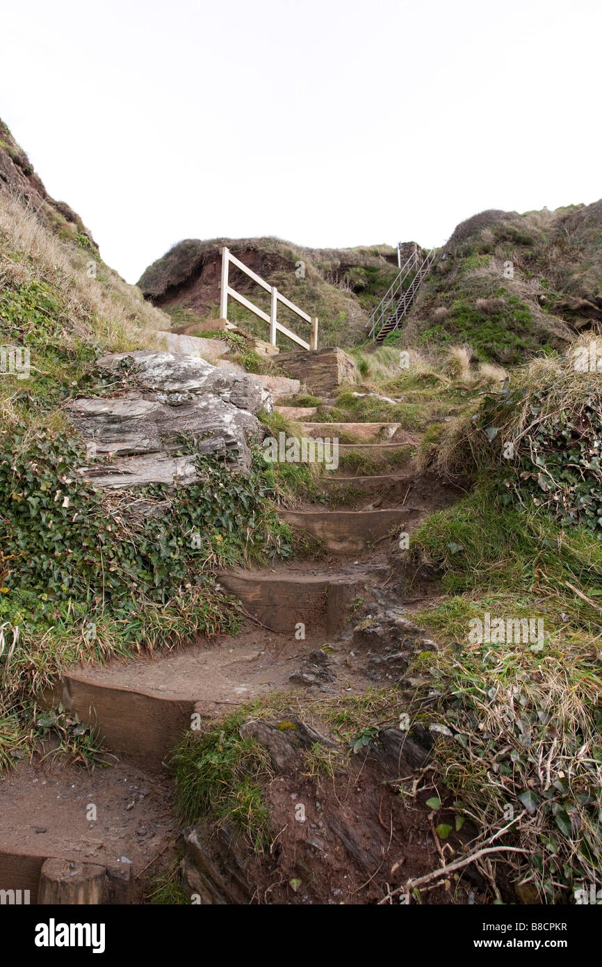 steps up and over a small bridge to cliff top Stock Photo - Alamy
