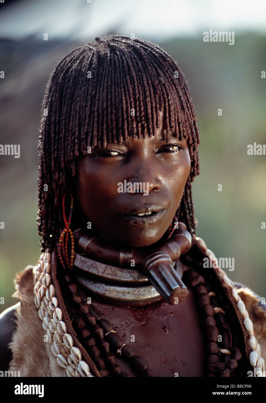 Picture shows Bana tribes-woman in southern Ethiopia wearing ...