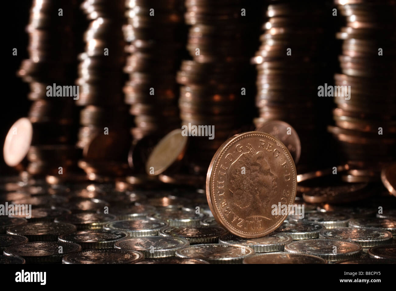 Stacks of copper coins Stock Photo - Alamy