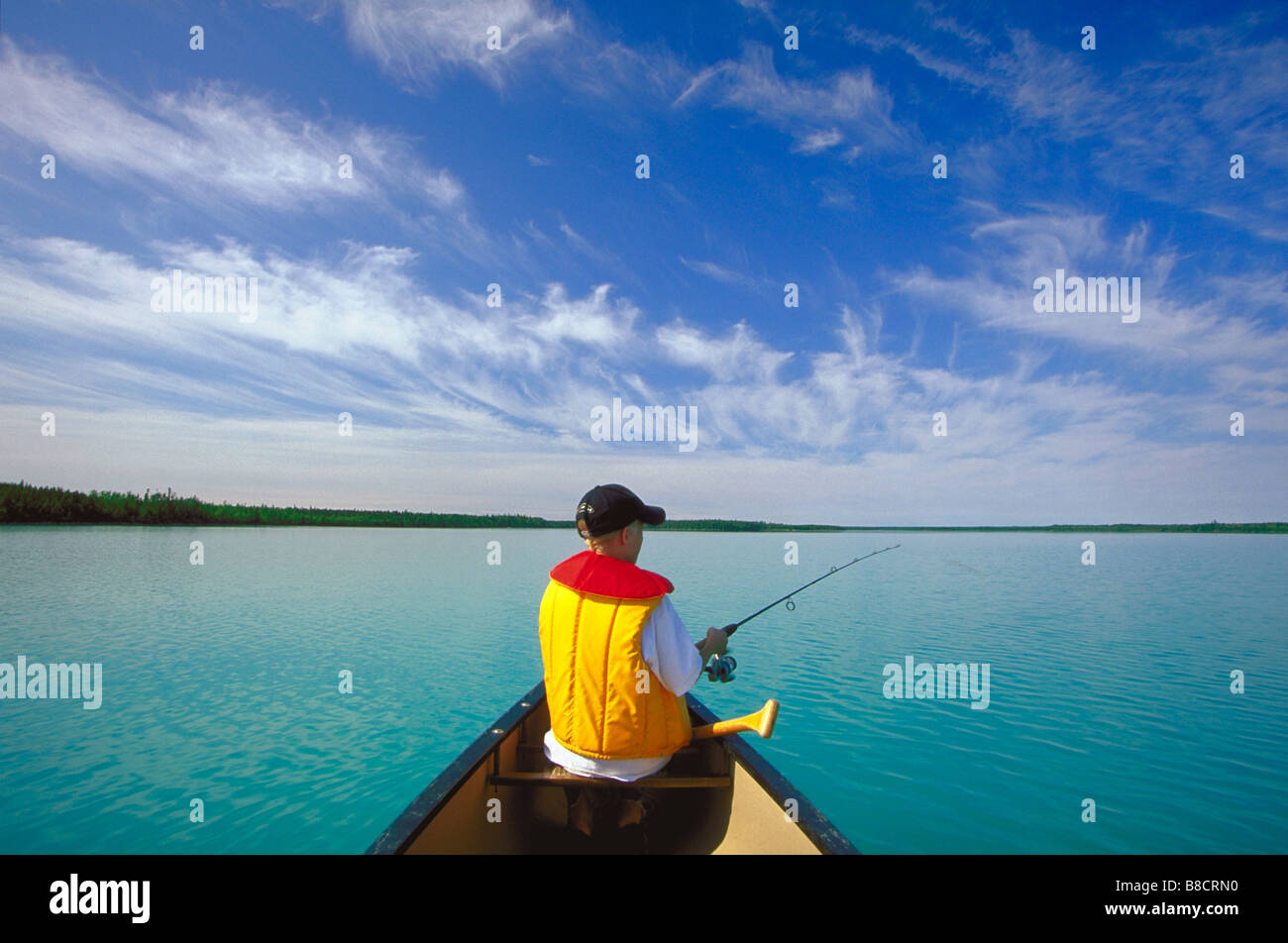 FV0265, Dave Reede; Boy fishing Little Limestone Lake, Manitoba Stock ...