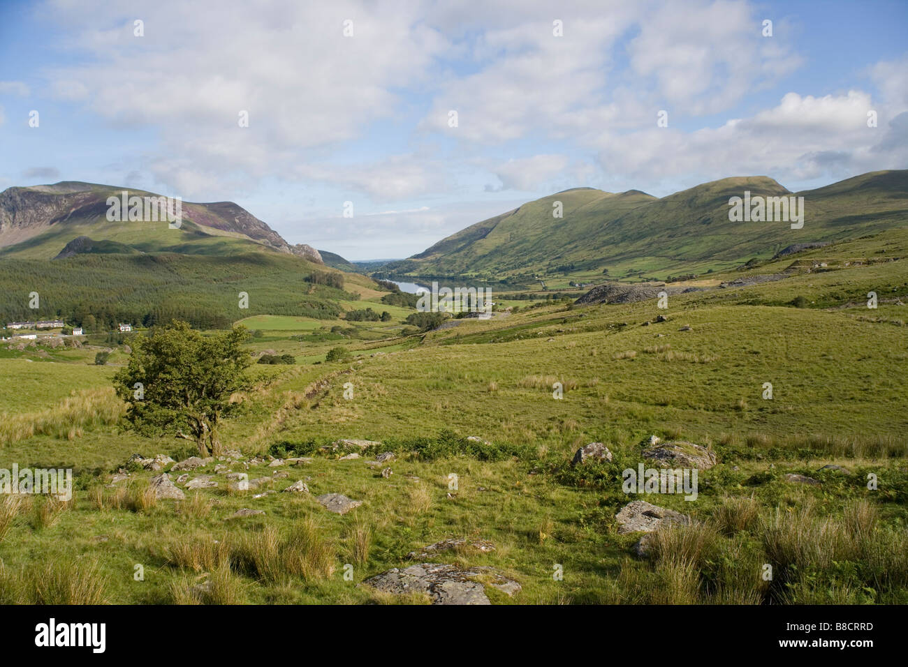 Nant y Betws valley and Llyn Cwellyn from the Rhyd Ddu path up Snowdon ...