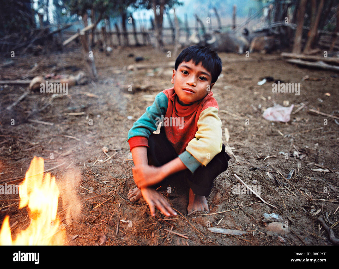 Kid Fire, Preah Vihear Province, Cambodia Stock Photo - Alamy