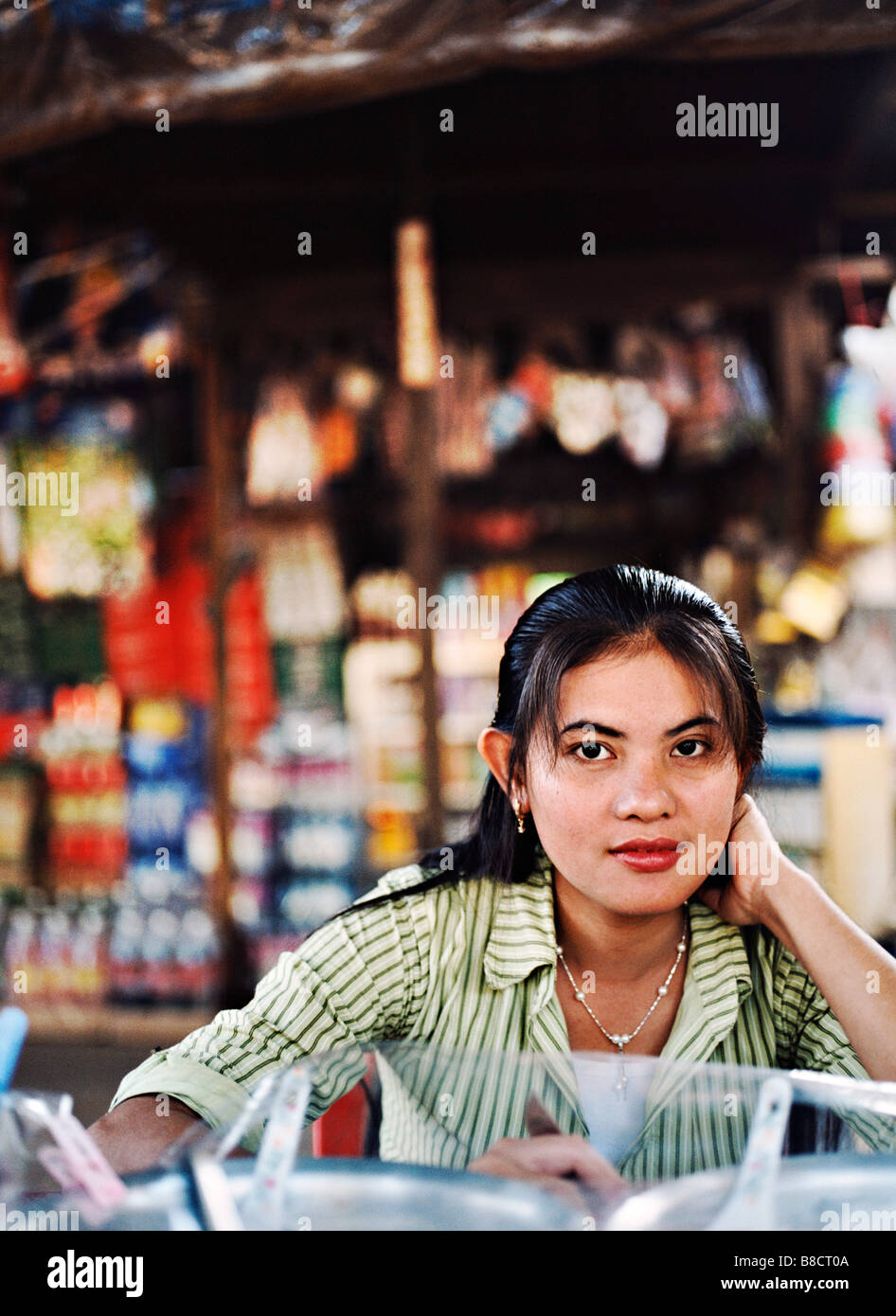 Girl Selling Sweets, Battambang, Cambodia Stock Photo - Alamy